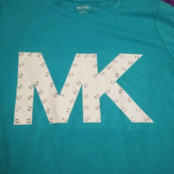 Michael Kors | Tops | Hpmichael Kors Bright Blue Mk Logo Graphic Tee ...